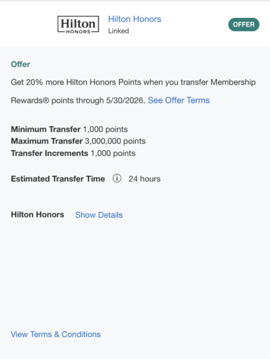 Amex Launches 20% Transfer Bonus to Hilton Honors - You Are Travel